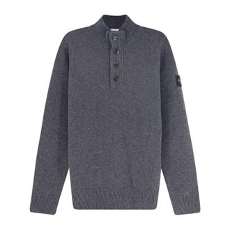 Stone Island Homme, Pulls, Gris, Taille: 2XL Pull &agrave; col roul&eacute; boutonn&eacute;