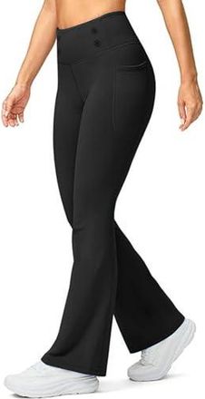 Generic Pantalon de yoga &eacute;vas&eacute; pour femme avec poches - Legging dentra&icirc;nement pour femme - Pantalon de yoga gainant pour femme - Pantalon de yoga de sport cou