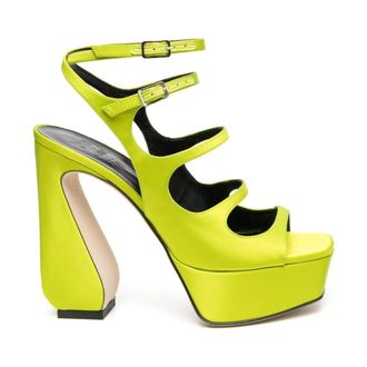 Sergio Rossi Neongr&uuml;ne Plateau-Sandalen mit Mehrwegriemen - - Shoes - Damen - Gelb - 36 EU