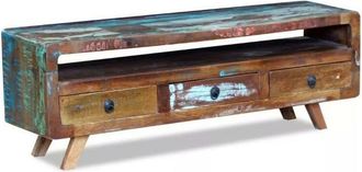 Les Tendances Meuble TV 3 tiroirs bois massif recyclé multicolore Moust