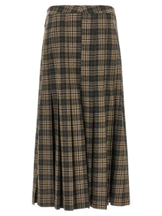 Brunello Cucinelli Tartan Wool Skirt - Brown