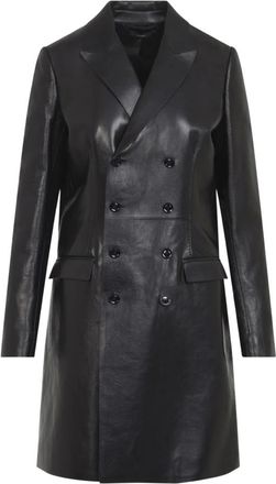 Tom Ford Femme, Manteaux, Noir, Taille: 36 FR Peacoat Sartorial en Cuir Guanteria Soyeux