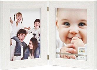 Deknudt Frames S41VF1-H2V-15.0X20.0 Bilderrahmen, Kunstharz, aufklappbar, für 2 Fotos, Hochformat, 24,6 x 19,6 x 1,6 cm, Weiß