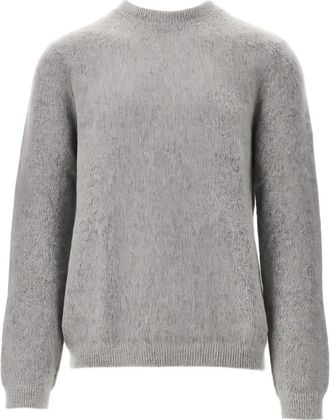 Emporio Armani Pullover aus geb&uuml;rsteter Mohair-Wollmischung - - Knitwear - Herren - Grau - S