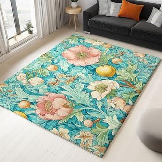 Generic Tapis &agrave; Motif Vintage Magnifique Floral Salon, Couleur Fran&ccedil;ais Antid&eacute;rapant &agrave; Poils Courts Doux Chambre Poil Ras de Sol, Pas de Perte de Poils 140 x 