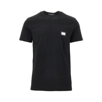 Dolce & Gabbana T-shirt avec plaque logo - Homme - Tops - Noir - Taille: L