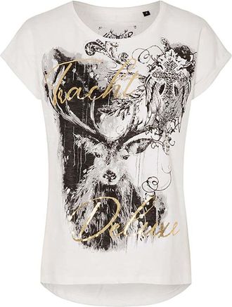 hangOwear Trachten T-Shirt YOLA weiß | Trachtenshirt Hirsch Print | Damen Gr S