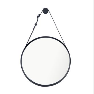 Inspire Runder Spiegel Barbier - &Oslash; 43 cm - H&auml;ngespiegel - Metall - Schwarz
