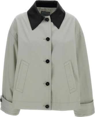 Durazzi Milano Femme, Vestes, Gris, Taille: 36 FR Veste en coton avec col en cuir
