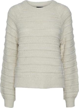 Pieces Pcjayda Ls O-Neck Knit Noos Pull en Tricot, Bouleau, M Femme