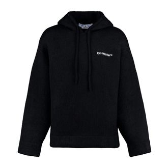 Off-white Homme, Sweatshirts et sweats &agrave; capuche, Noir, Taille: M Sweat &agrave; Capuche Tricot&eacute; avec Logo Imprim&eacute;