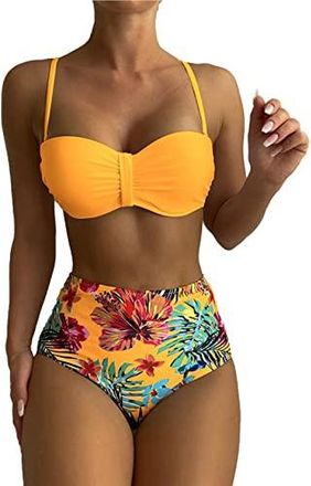 Generic Ensemble bikini pour femme élégant et sexy - Deux pièces - Triangle - Col en V - Maillot de bain push-up - Maillot de bain incurvé - Haut de bikini - 