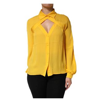 Moschino Lang&auml;rmeliges Oberteil mit Kragen - - Blouses & Shirts - Damen - Gelb - XS