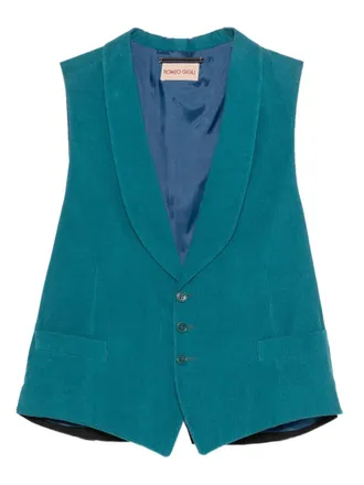 Romeo Gigli gilet &agrave; col ch&acirc;le (ann&eacute;es 1990) - Bleu
