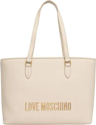 Love Moschino Femme, Sacs, Beige, Taille: ONE Size Sac Cabas &agrave; Logo Plaque