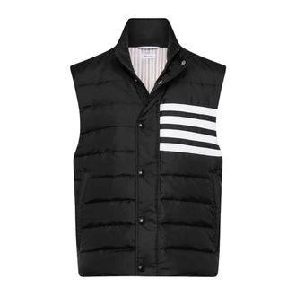 Thom Browne Shiny Ripstop Leichte Daunen gef&uuml;llte 4-Bar Weste - - Jackets - Herren - Schwarzk - 2XL