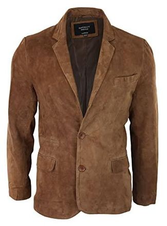 TruClothing Veste en Daim v&eacute;ritable pour Homme de Style Blazer Chic d&eacute;contract&eacute; Classique Vintage - Marron Clair XL