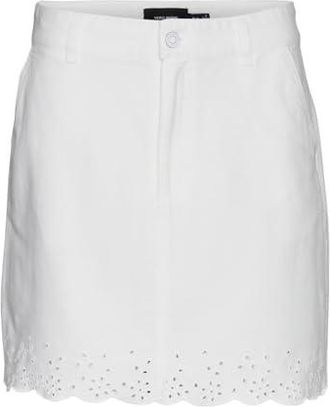 Vero Moda Vmbolina Mr Short EMB Jupe Mini, Blanche-Neige, S Femme