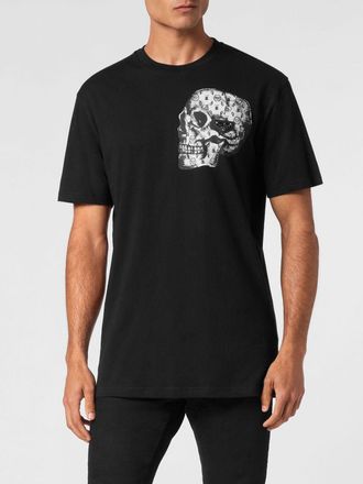 Philipp Plein T-shirt en coton avec imprim&eacute; t&ecirc;te de mort et logo Hexagon