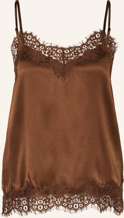Darling Harbour Darling Harbour Seidentop Aus Satin Mit Spitze braun