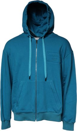 Dolce & Gabbana Mens Blue Logo Cotton Hooded Sweatshirt Sweater Clothing