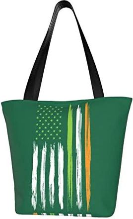 AOOEDM Sac fourre-tout drapeau am&eacute;ricain irlandais Capacit&eacute; des femmes &Eacute;paule &Eacute;picerie Sacs