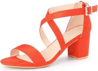 Allegra K Sandales &agrave; talon carr&eacute; pour femmes Orange 37