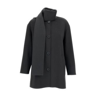 Max Mara Kurzer Wollmantel mit Schal - - Coats - Damen - Grau - L