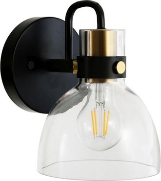 Licht-Erlebnisse Wandleuchte Glas Metall E27 h: 19 cm in Schwarz Gold Wandlampe