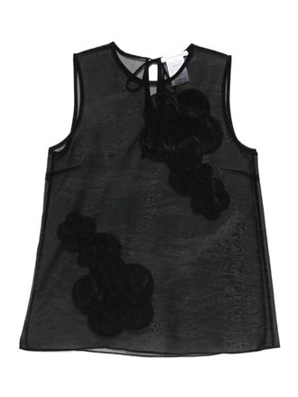 Cecilie Bahnsen haut Alba &agrave; fleurs appliqu&eacute;es - Noir