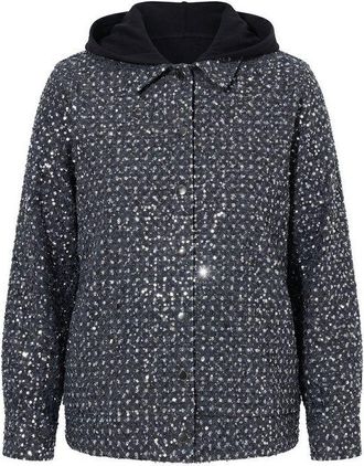 Miamoda Sweatjacke Jacke Jeansoptik Black Denim Optik mit Pailletten