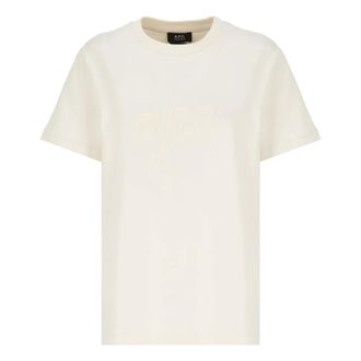 A.P.C. A.p.c., Femme, Tops, Beige, Taille: 42 FR T-shirt en coton avec logo brodé