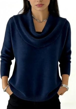 Generic &Eacute;l&eacute;gant pull r&eacute;tro doux &agrave; col triangulaire de couleur unie - Pull en tricot confortable &agrave; manches longues pour lautomne et lhiver, 2, XXL-6XL