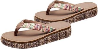 Frcolor Sandales été Femme à Talon Compensé Semelle Épaisse Antidérapante Chaussures de Plage Respirantes Confortables et Élégantes pour Maison et Bord de Mer