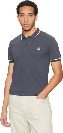 Calvin Klein Jeans Calvin Klein Herren Poloshirt Kurzarm Tipping Slim mit Stretch, Blau (India Ink), M