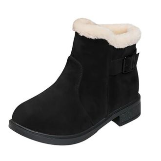 Generic Bottes dhiver confortables &agrave; enfiler pour femme - Style d&eacute;contract&eacute; - Couleur unie - Doublure en polaire - Talon bas et &eacute;pais - Confortables - Chaudes