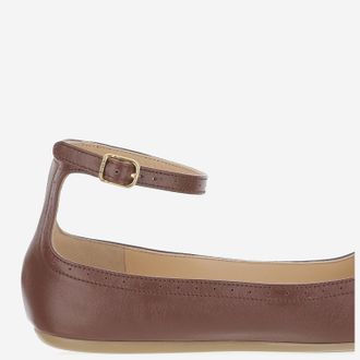 Chlo&eacute; Womens Ballerina Flats Misty Leather Brown