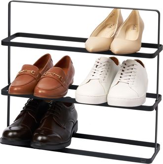 Yamazaki Tableware Yamazaki 2481 TOWER Breites Schuhregal, schwarz, Stahl, minimalistisch, 50 x 14 x 45.5 cm