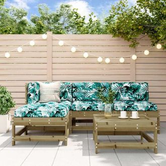 vidaXL Vidaxl - Salon de jardin 5 pcs avec coussins bois de pin impr&eacute;gn&eacute;