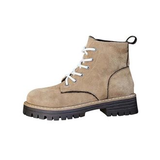 Generic Bottines &agrave; lacets pour femme - Talon bas et &eacute;pais - &Eacute;l&eacute;gantes - Bout rond - D&eacute;contract&eacute;es - Classiques - Antid&eacute;rapantes - Confortables - Coupe large -