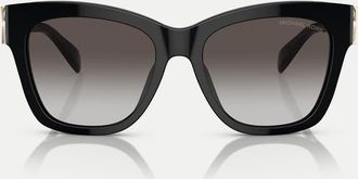 Michael Kors Empire quadratische Butterfly-Sonnenbrille mit grauen Gl&auml;sern in Schwarz