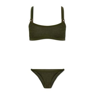 Hunza G Iris Bikini mit Goldringen - - Swimwear - Damen - Gr&uuml;n - ONE SIZE