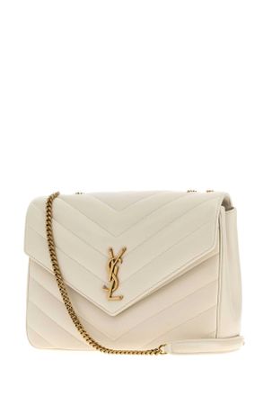 Saint Laurent Womens Ivory Leather Large Lou Shoulder Bag Cremasoft Borse A Tracolla