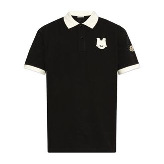 Moncler Homme, Tops, Noir, Taille: M Polo avec logo