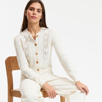 La Redoute Collections Cardigan En Maille Pointelle Pur Coton