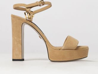 Dolce & Gabbana Plateau-Sandalen aus Wildleder von mit hohem Absatz und DG-Monogramm