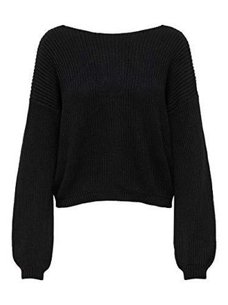 Only ONLXENIA L/S Pullover EX KNT Sweater, Noir, M Femme