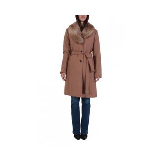 Michael Kors Fauxpelzkragen Wollmischung Mantel - - Coats - Damen - Braun - L