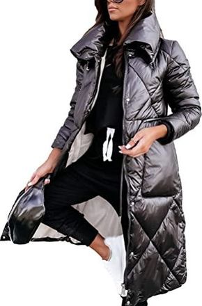 Onsoyours Manteau Femmes Hiver Chaud Veste Revers Fermeture &Eacute;clair Doudoune dhiver D&eacute;contract&eacute; Confortable Transition Veste &Agrave; Capuche Mode Outwear Streetwear Sl