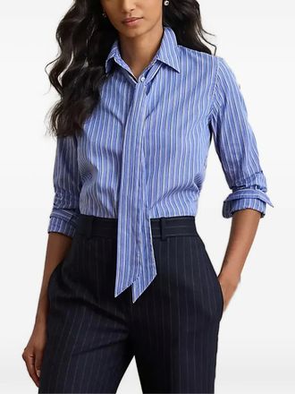Lauren Ralph Lauren striped-pattern tie shirt - Blau